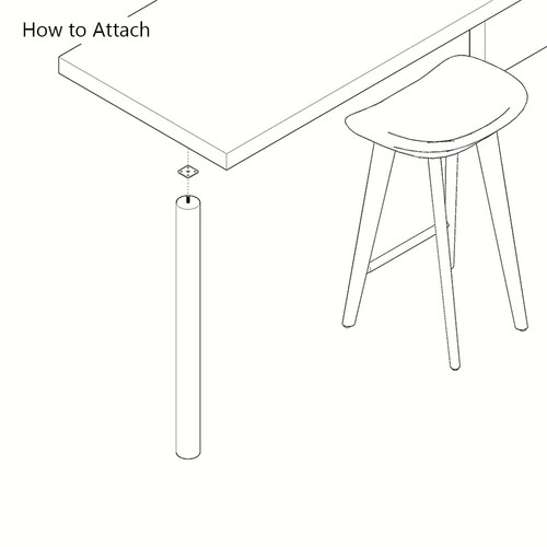 Solid Euro Oak Breakfast Bar/ Worktop/ Table Support Leg with Mounting ...