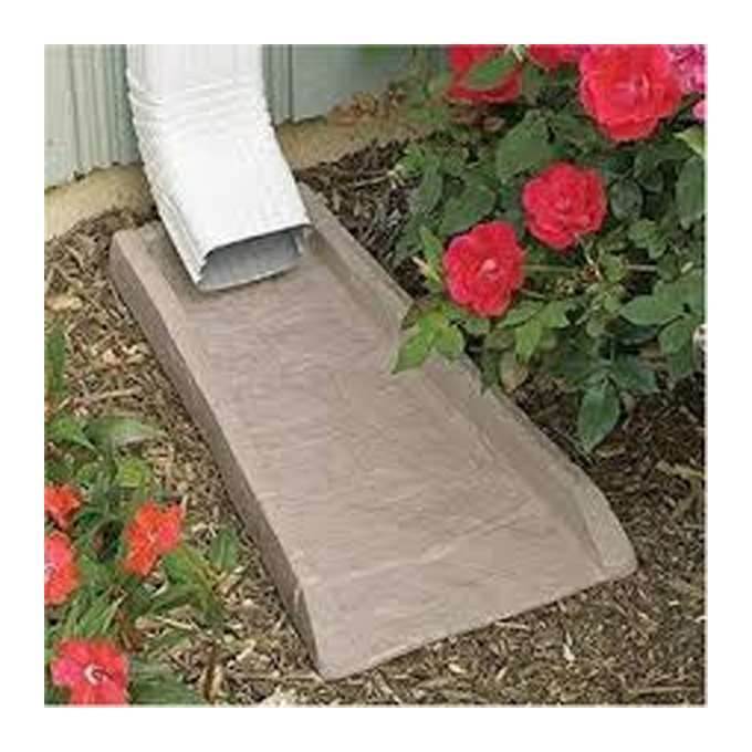 Suncast SB24 Decorative Rain Gutter Downspout Garden Splash Block Taupe ...