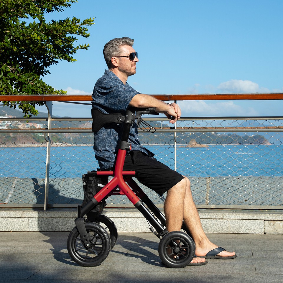 MAXWALK Rollator Walker with Seat Tall Walkers for Seniors 12" Big ...