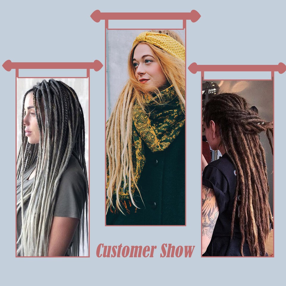 US Dreadlocks Hair Extensions Single Ended Dreads SE Dreads Braids Real ...