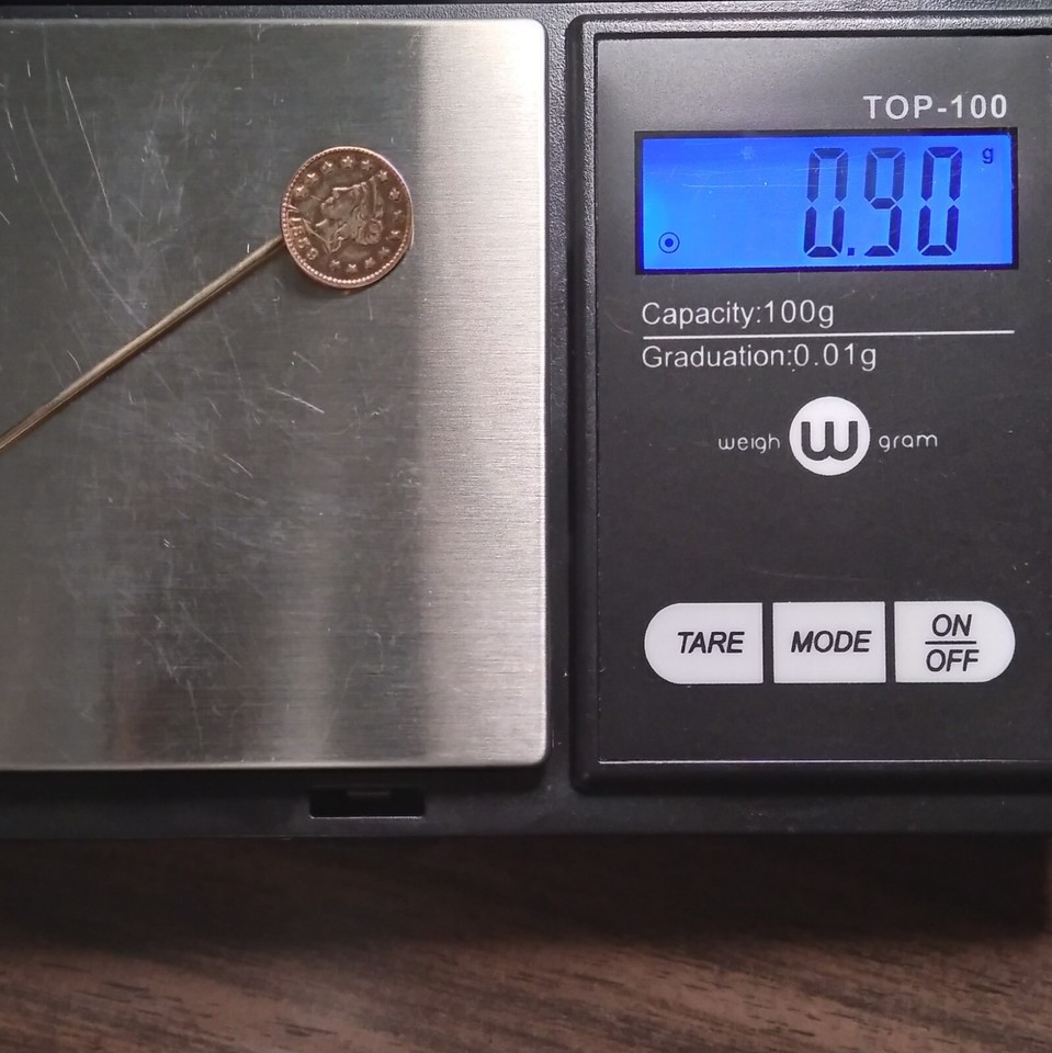 1859 California Gold Stick Pin & Box. Fractional token/charm/bar/pin ...