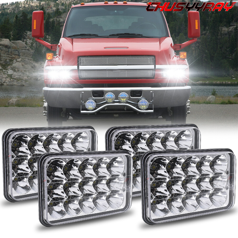 4PCS FOR GMC C4500 C5500 Topkick 2003-2009 DOT 4x6" LED Headlights Hi ...