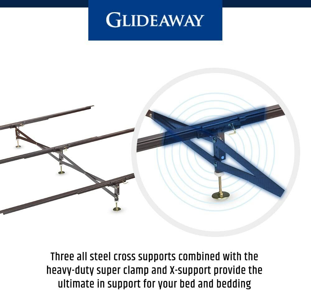 Glideaway X-Support Bed Frame Support System, 3 Cross Rails and 3 Legs ...