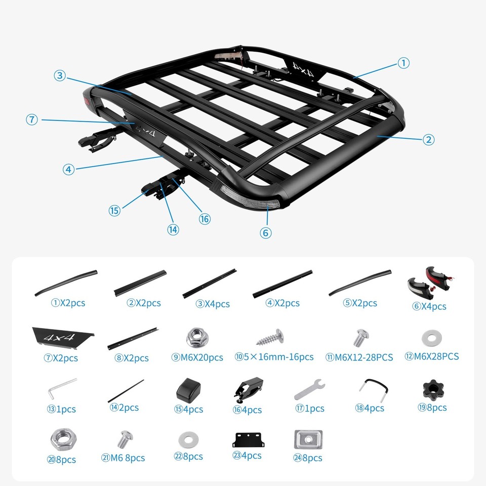 50"x38" Roof Rack Luggage Cargo Basket LED Light + Cross Bar For Volvo ...
