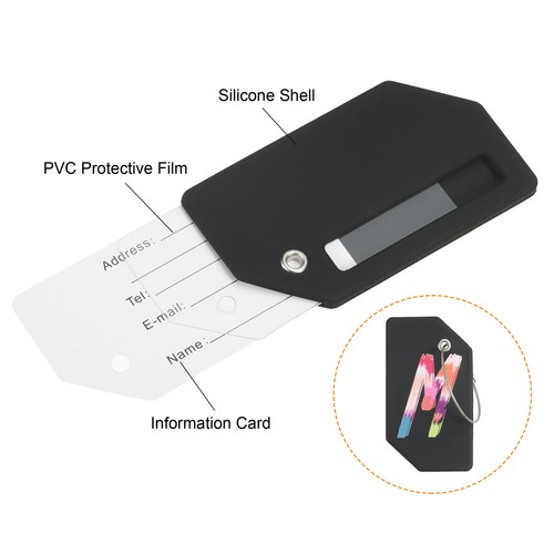 2Pcs 3.6"x2" Silicone Luggage Tags Handbag Label Initial Letter M ...