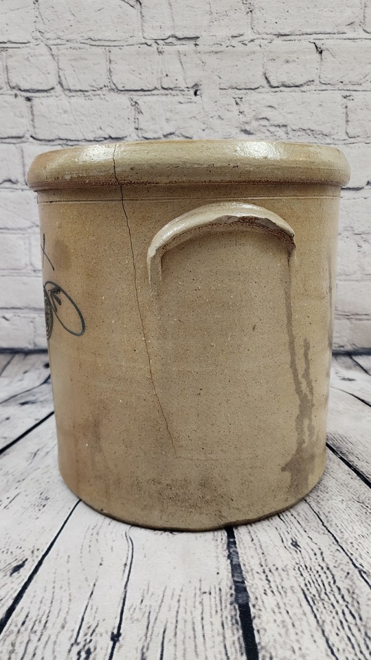 Antique Primitive 4 Gallon Red Wing Stoneware Crock, Salt Glaze Cobalt ...