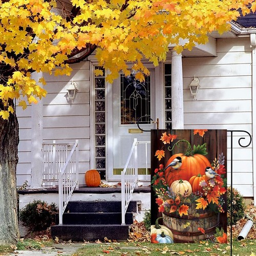 Garden Flags 12x18 Double Sided for OutsideHalloween Pumpkin Yard Flags ...