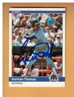 GORMAN THOMAS AUTOGRAPHED 1984 FLEER UPDATE BASEBALL CARD SIGNED ...