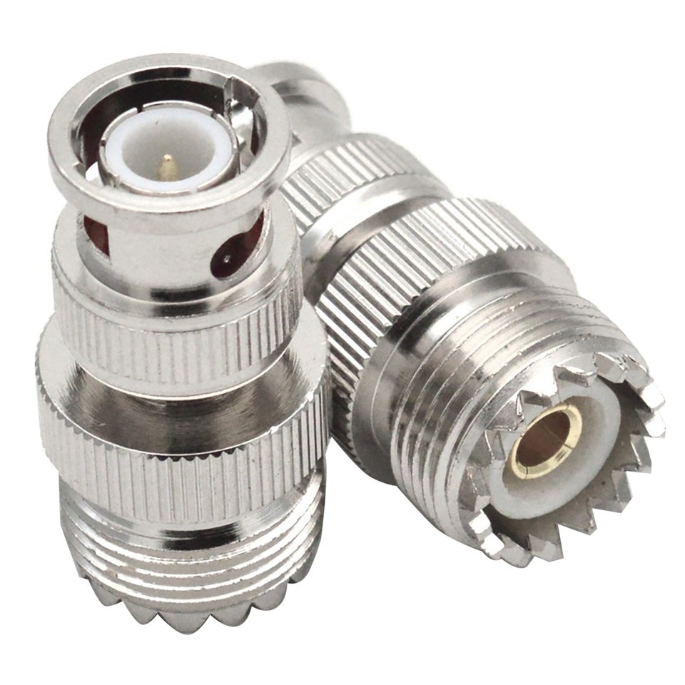 2pcs 50 ohm BNC Male Plug To UHF PL-259 SO239 Female RF Coaxial Adapter ...