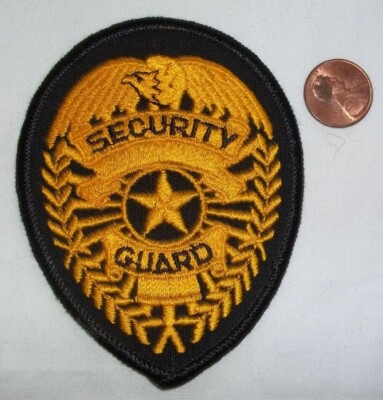 NOS Embroidered Uniform Patch SECURITY GUARD Yellow Gold Black Shield ...