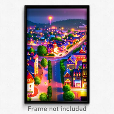 Pixel Art Poster - Notable Small Town (8 Bit Psychedelic Video Game ...