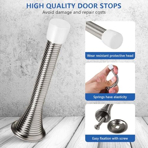 Spring Door Stops 3 1/4" Flexible Heavy Duty Spring Door 12 Pack Satin ...