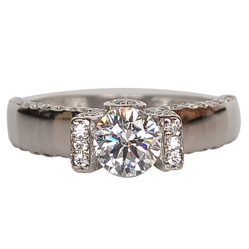 2.10Ct Round Shape Solitaire With Accents Women's Ring In 14KT White ...