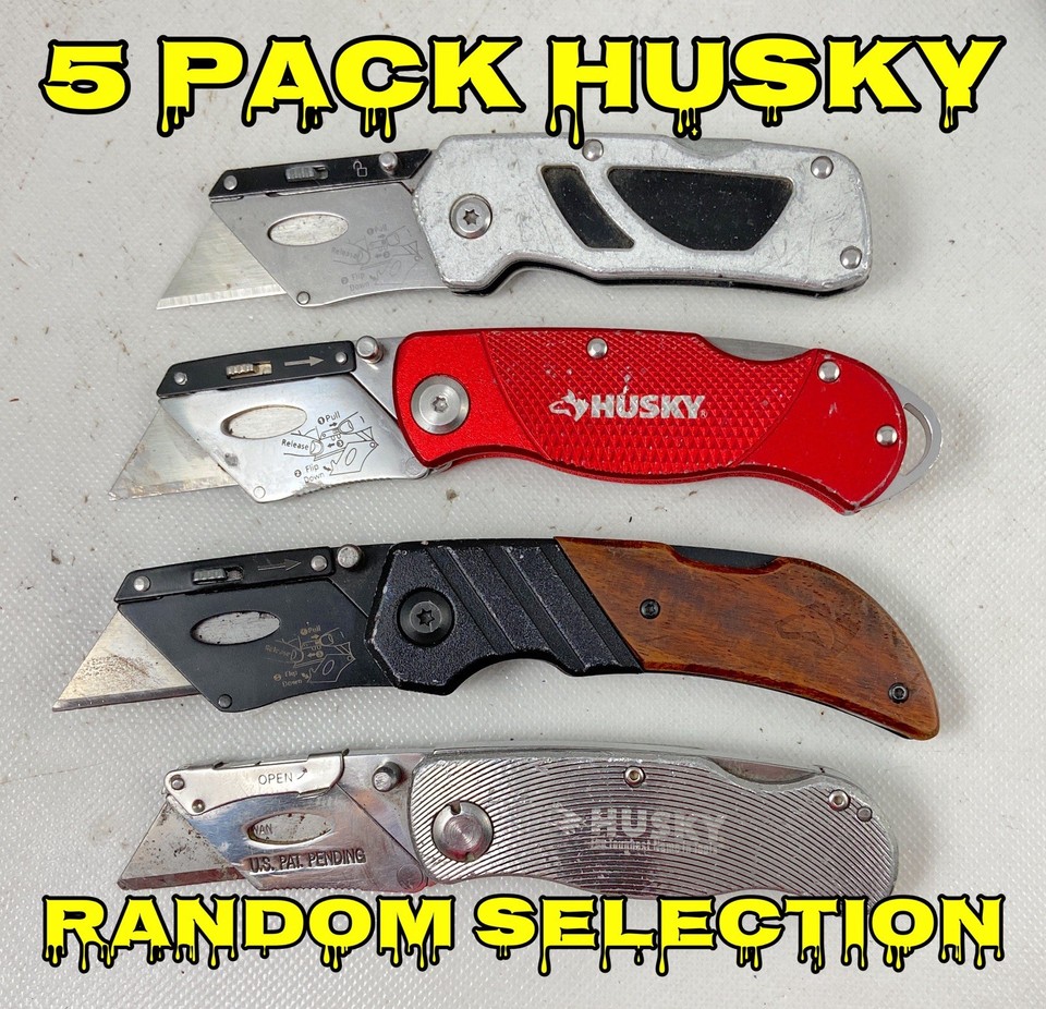 🌟(5-Pack) HUSKY Folding Utility Knife Box Cutter, Random Lot, New ...