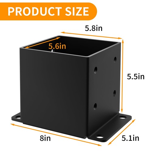 6x6 Post Base 4 Pcs- Inner Size 5.6x5.6 Inch Wood Fence Post Anchor ...
