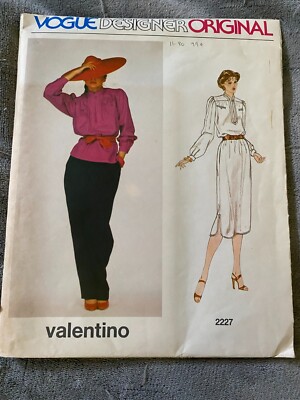 VOGUE DESIGNER ORIGINAL PATTERN #2227 BY "VALENTINO" SIZE 14 | eBay