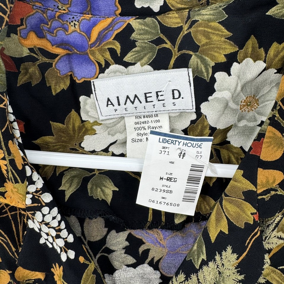 Vintage Aimee D. Petites Blouse Womens Medium Floral Button Up Hawaiian ...