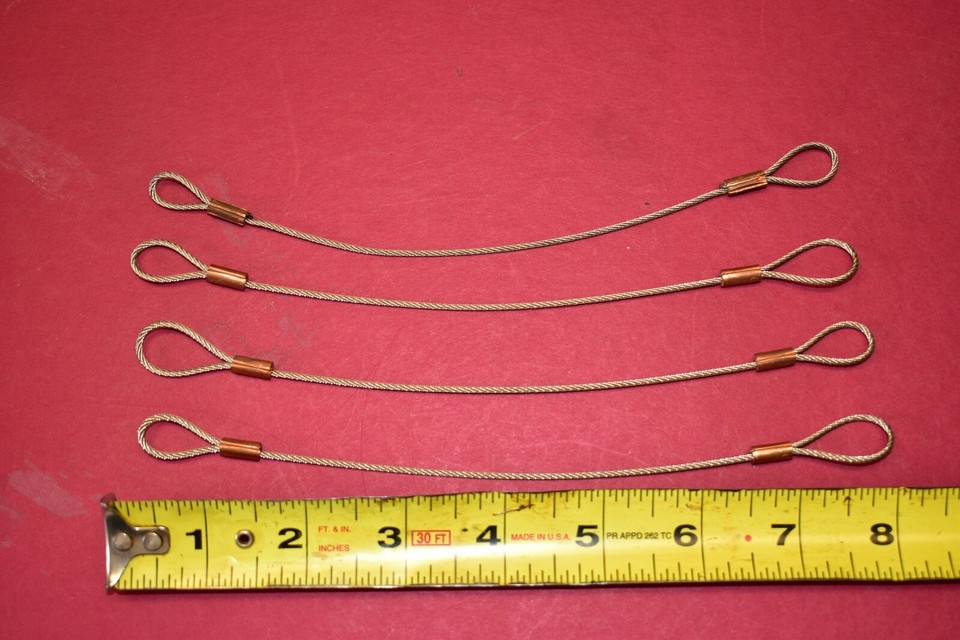 Four 8" Long Steel Cable Loop & Eye End Lanyards | eBay