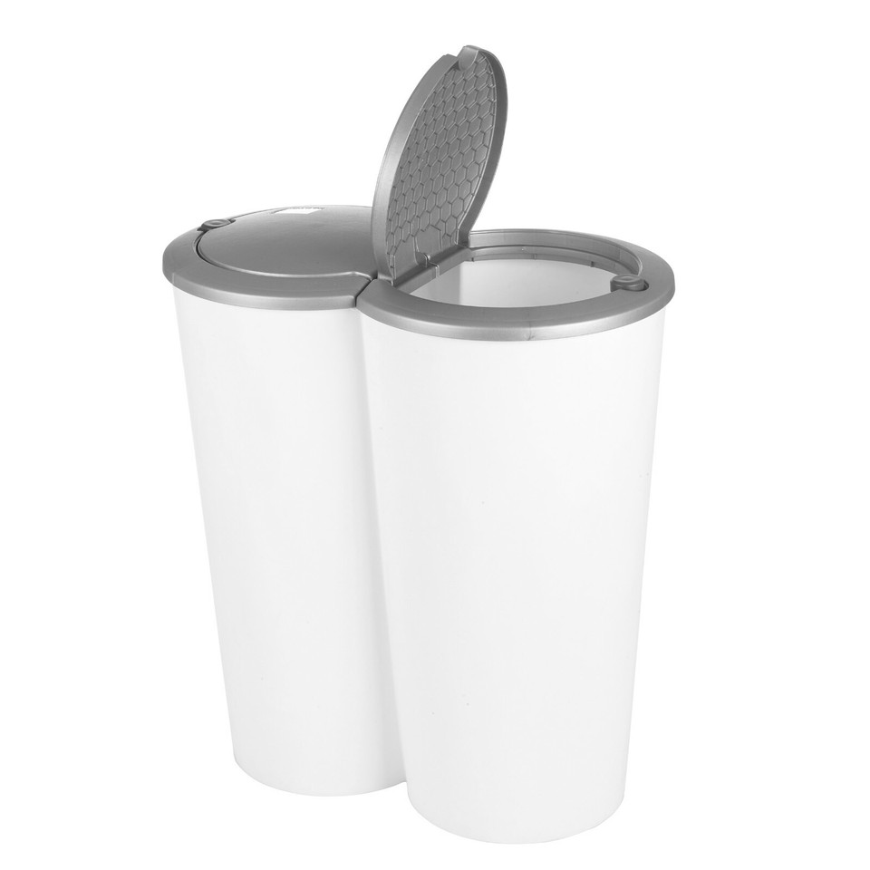 Circular Double Recycling Waste Bin Duo Rubbish Plastic Disposal 2 x 25 ...