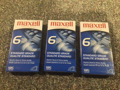 Maxell Video Cassette Tape VHS T-120 Lot 3 New Standard Grade 6 Hours ...
