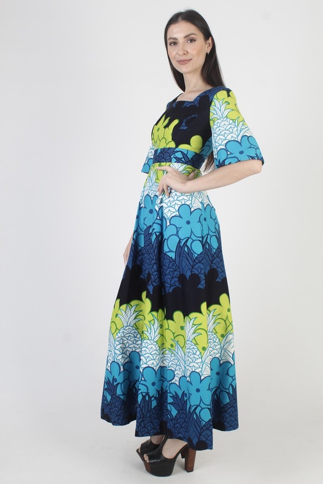 Vtg 60s Island Togs Hawaiian Dress Barkcloth Tiki Luau Mid Century ...