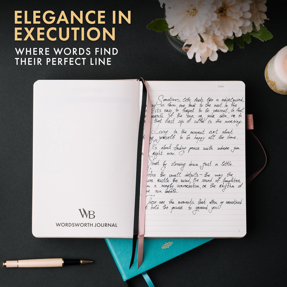 A5 Lined Journal 216 Lined Pages, Hardcover Leather, 120 GSM Paper ...