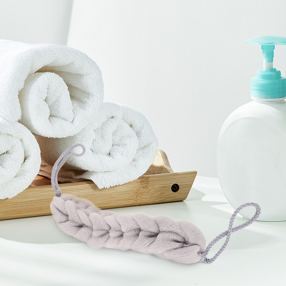 Hand-held Bath Strip Exfoliating Washcloths Body Shower Sponge Pouf ...