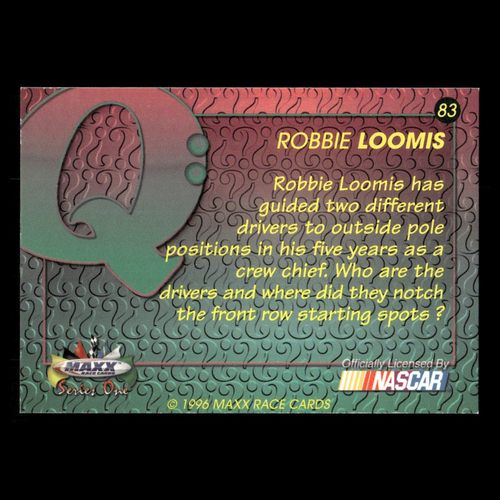 Robbie Loomis #83 1996 Maxx Petty Enterprises Racing Card NM | eBay