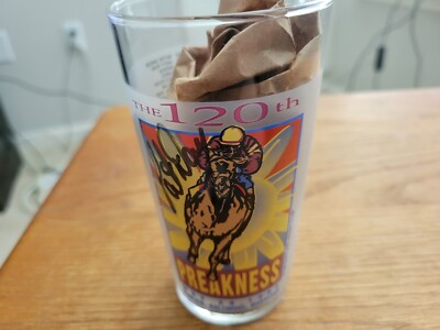 1995 PREAKNESS #120TH RUNNING COLLECTIBLE GLASS 866/1000 SIGNED PAT DAY ...