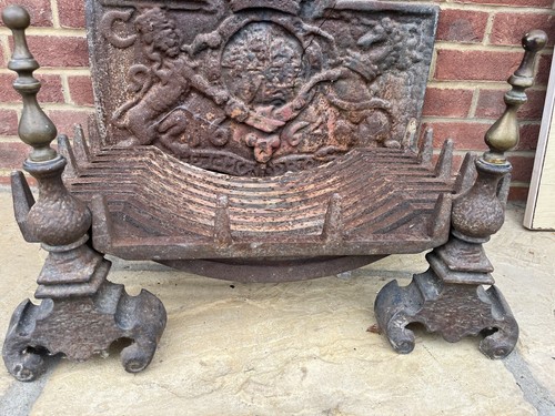 large antique cast iron back plate lion and unicorn 1664 | eBay UK