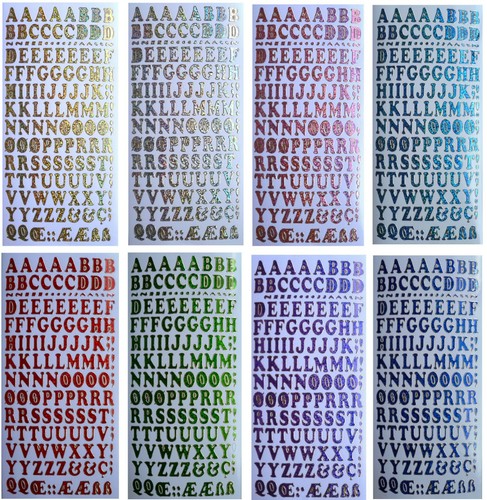 CAPITAL LETTERS ALPHABET Peel off Stickers 12mm Shimmer Foil Card ...