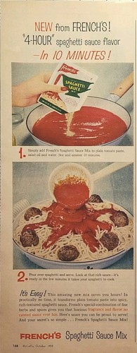 French's Spaghetti Sauce Mix Pouch Seasoning Pasta Bowl Vintage Print ...