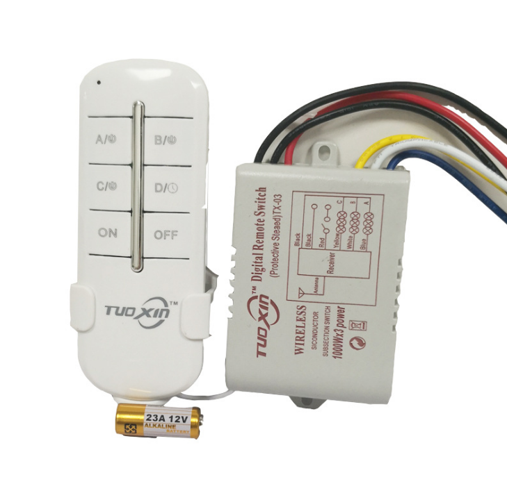 Three Ways ON/OFF 220V Wireless Receiver Lamp Light RF Remote Control ...