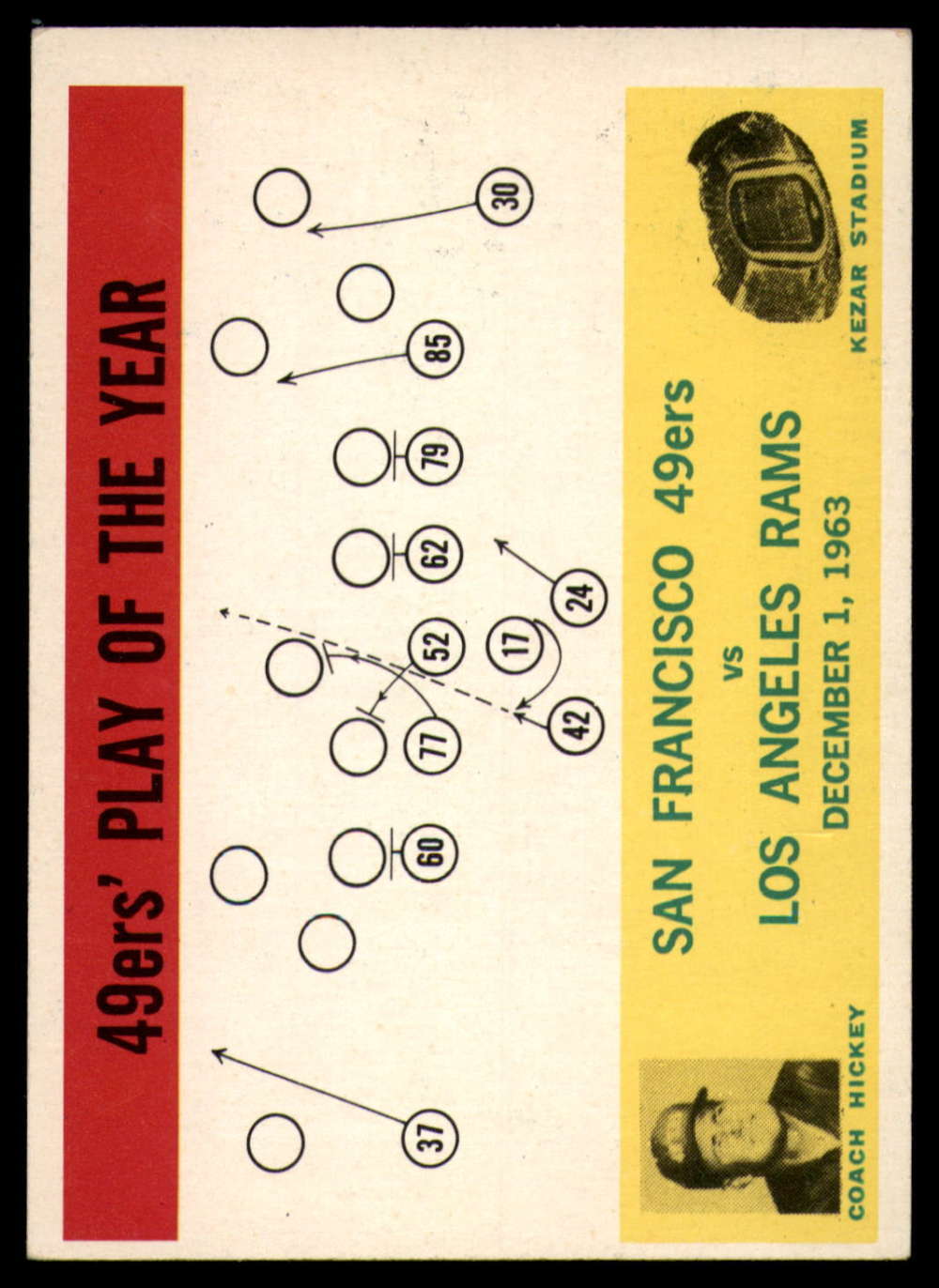 1964 Philadelphia #168 Red Hickey Ex-Mint 49ers 49ers Play of the Year ...