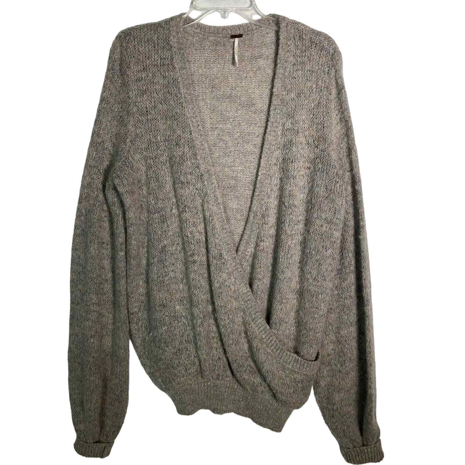 Free People Wool Alpaca Mohair Wrap Front Sweater Wom… - Gem