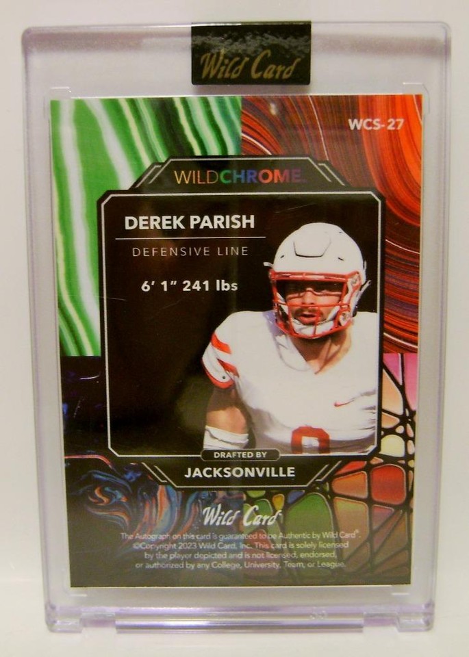DEREK PARISH #10 /25 AUTO FOOTBALL WILD CARD WILDCHROME 2023 | eBay
