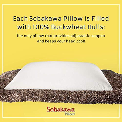 SOBAKAWA BUCKWHEAT HULL PILLOW QUEEN SIZE THERAPEUTIC COMFORT COTTON ...
