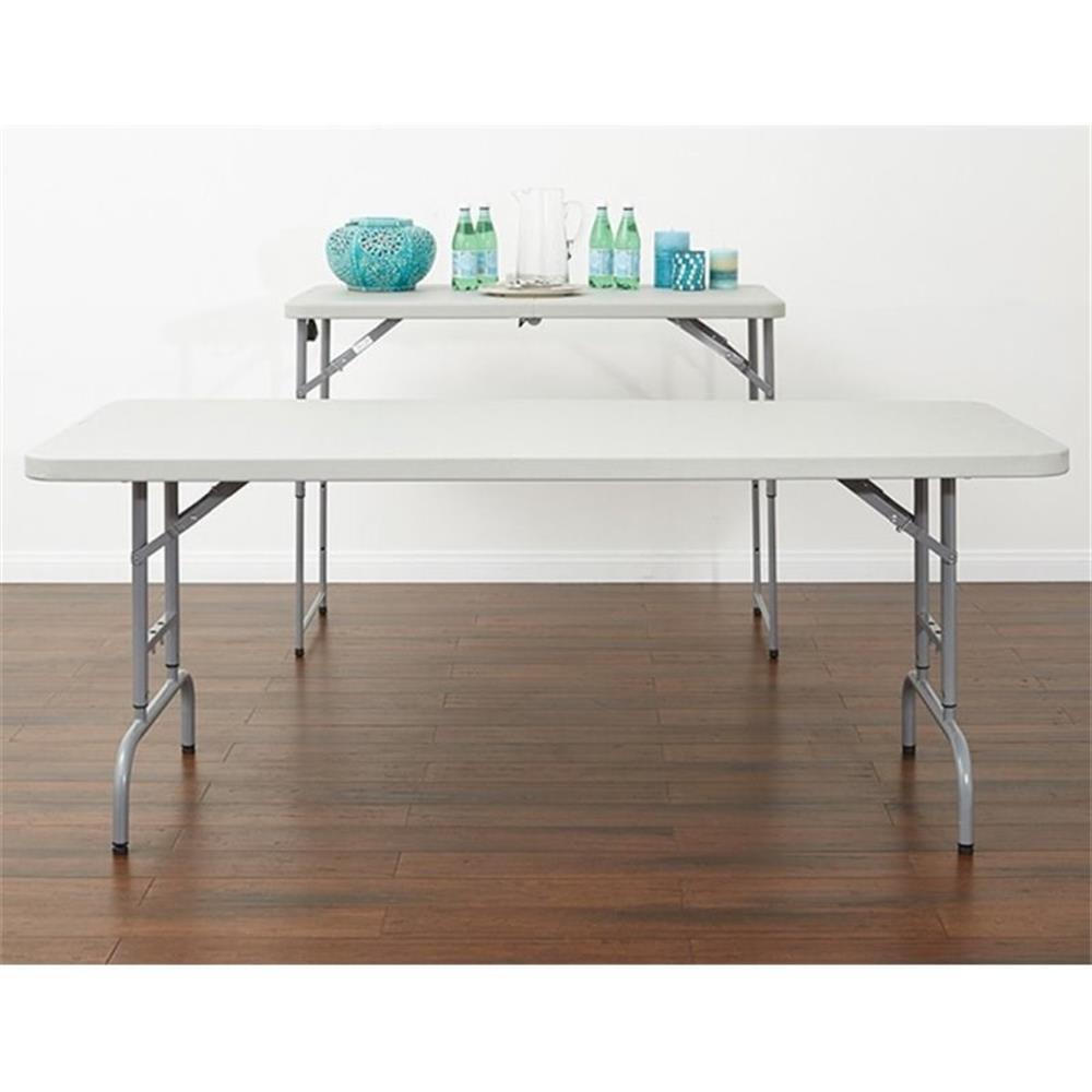 4' Long- Height Adjustable Fold in Half Resin Multi Purpose Table in ...