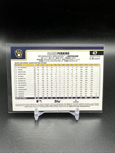 2025 Topps Series One - #47 Blake Perkins - Milwaukee Brewers Baseball ...