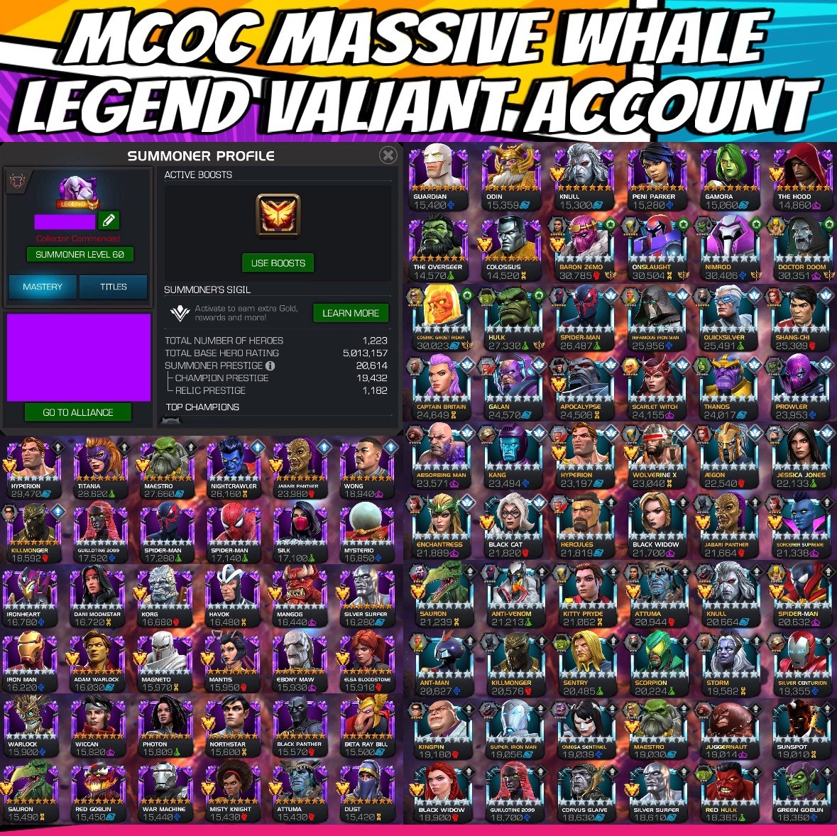 MCOC Marvel Contest of Champions (Legend Valiant Acc) | eBay