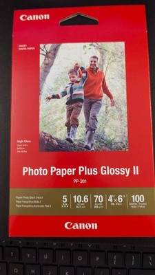 Canon PP-201 Photo Paper Glossy II, 4x6 inch - 100 Sheets per box, 9 ...