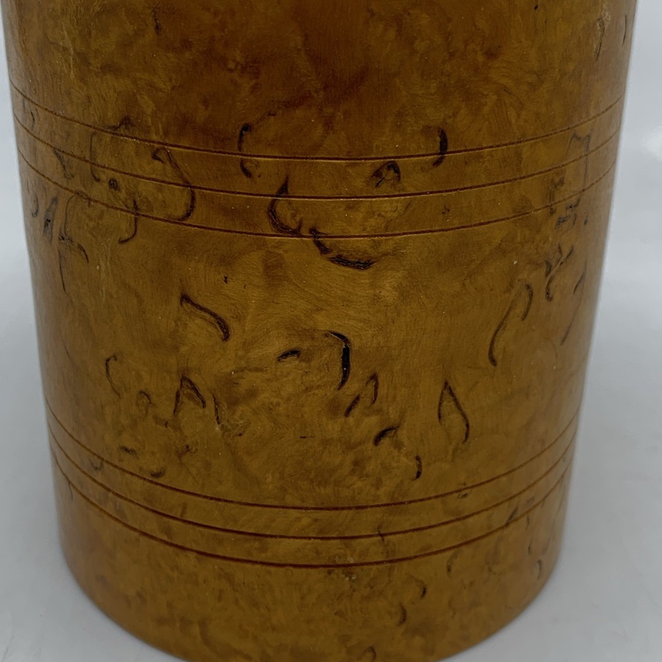 Vintage Burl Wood Treenware Cup Beaker 4” Tall Turned Wooden Desk Brush ...
