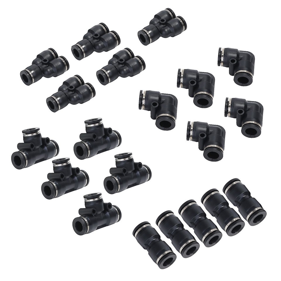 Push to Connect Fittings Air Line Pneumatic Fittings Kit Fits 1/4 Inch ...