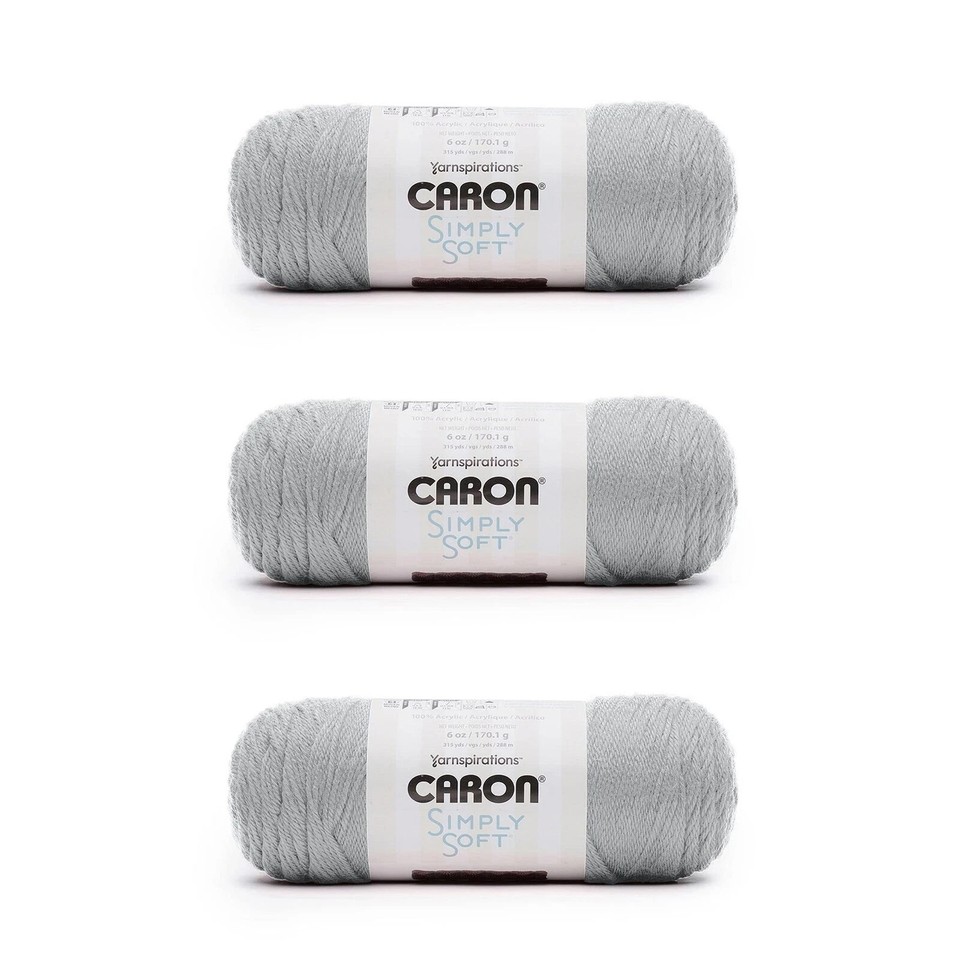 Yarnspirations Caron Simply Soft Feathered Gray 100% Acrylic Yarn 3 ...