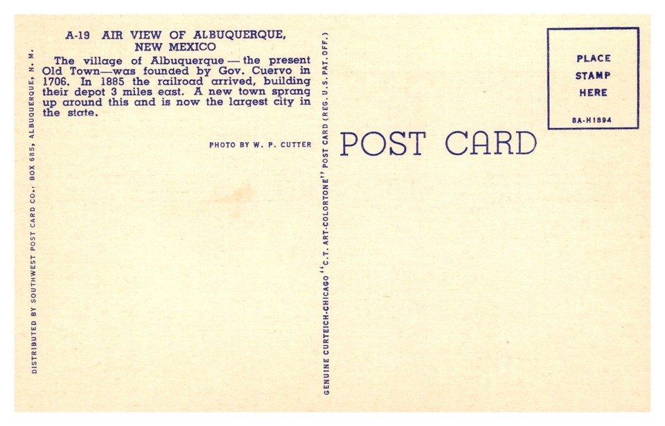 Albuquerque New Mexico NM Aerial City View A-19 Linen Postcard | eBay