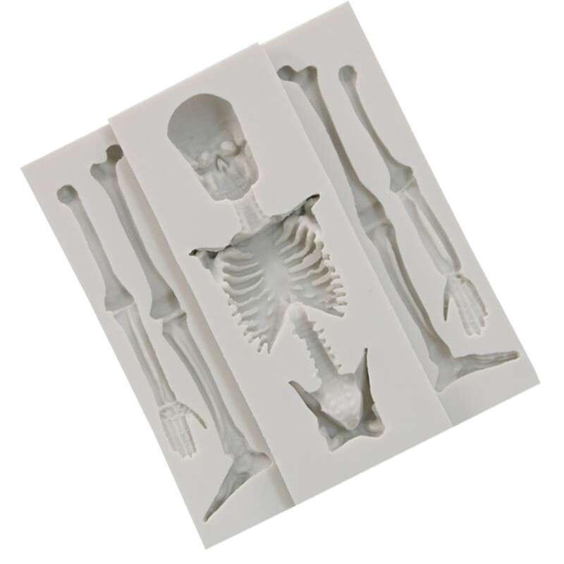 Skull skeleton Chocolate Silicone Molds 3D Halloween Skeleton Bone ...