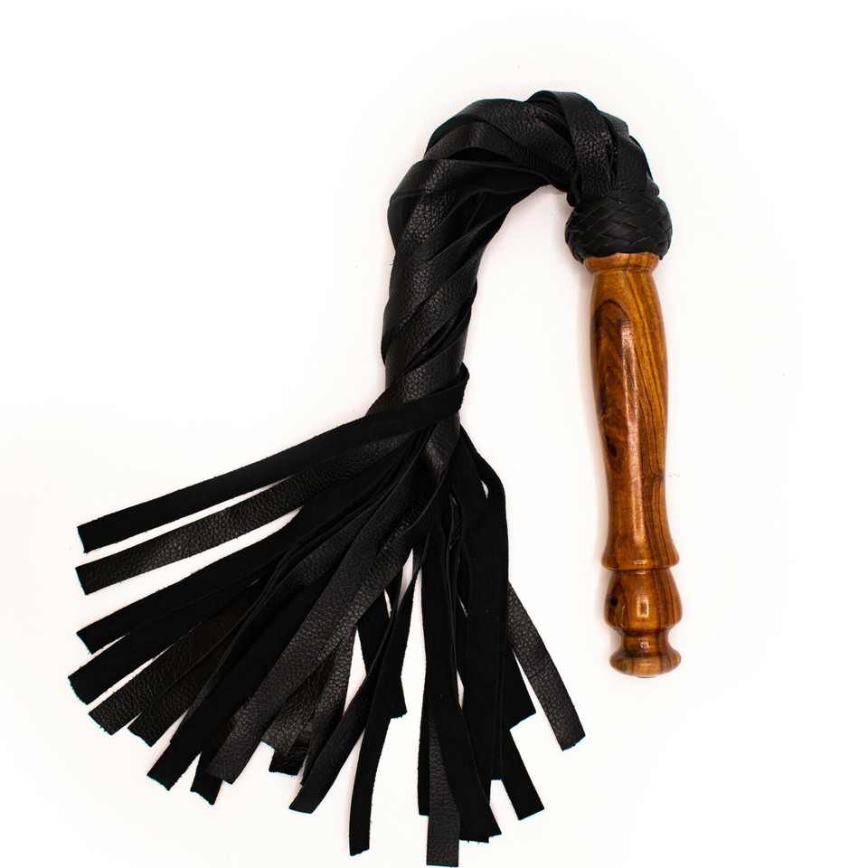 Floggers Set Real Cow Hide Leather Flogger Whips 25 Falls Whip Wood ...