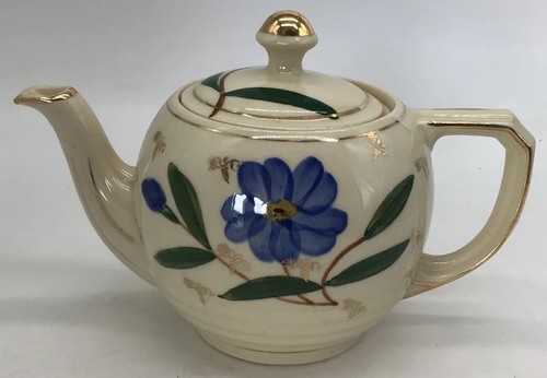 Teapot Gold Shawnee Pottery Blue Flowers Gold Vintage Flea Bite On ...