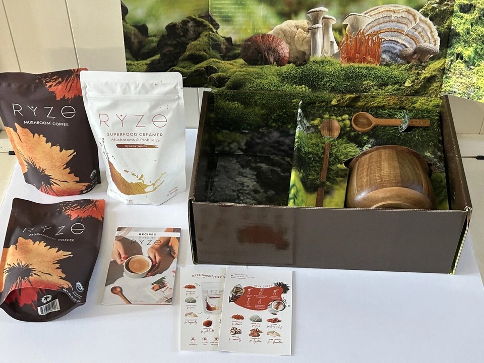 RYZE Ritual Set 60 Serving 2 bags of coffee + 1 Creamer Canister. Spoon ...