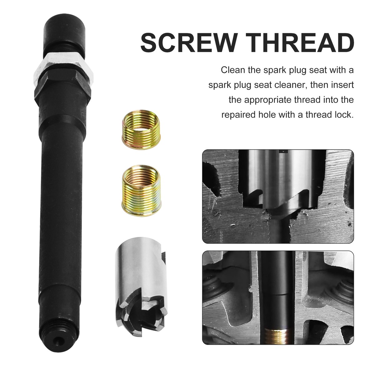Rethreading Tool Kit WINTOOLS 26pc Spark Plug Thread Repair Kit M14 X 1 ...